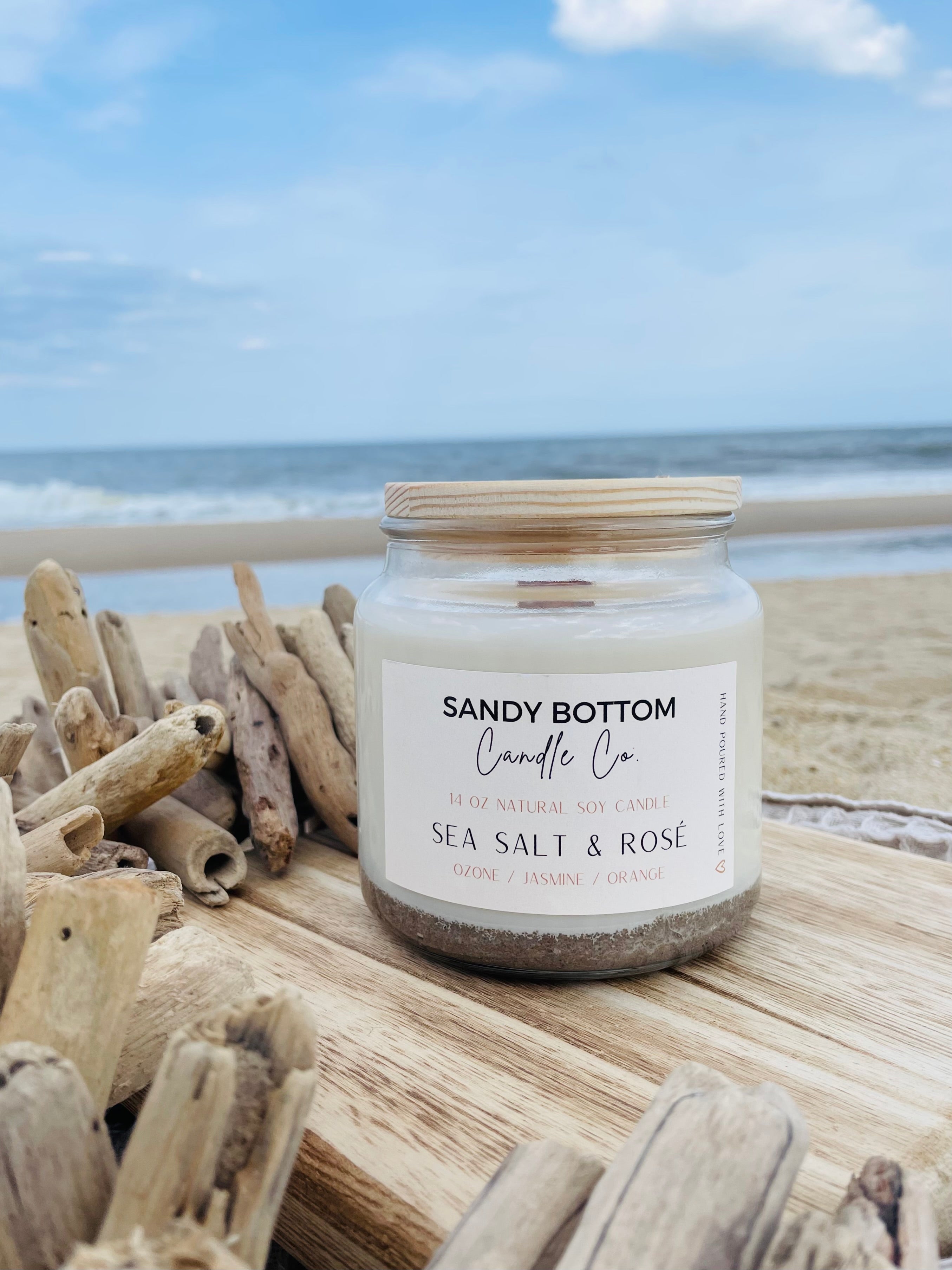 Sea Salt & Rosé – sandybottomcandle